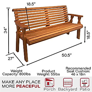 Amish Heavy Duty 800 Lb Roll Back Pressure Treated Garden Bench (4 Foot, Cedar Stain)