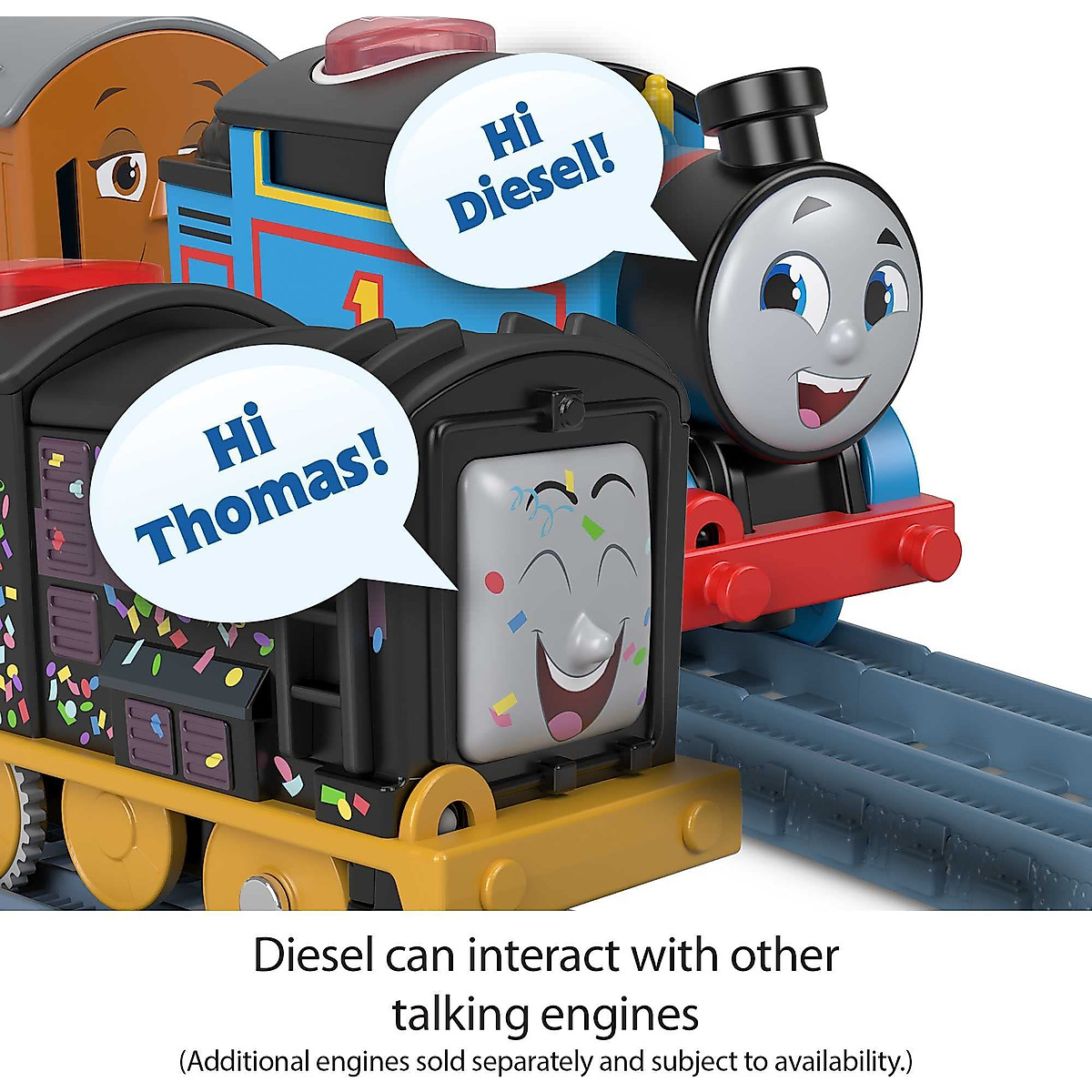 Thomas & Friends Motorized Toy Train Talking Diesel Engine with Sounds Phrases & Cargo Car for Preschool Pretend Play Kids Ages 3+ Years