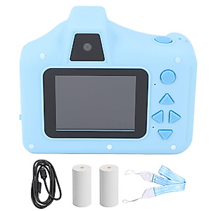 Children's Print Camera, Dual Lens SLR Kids Mini Digital Camera with Gallery Playback, 10x Zoom, 4 Puzzle Games, Music Mode, 2.8 inch IPS Screen (Blue)