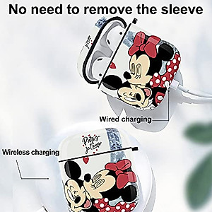 Airpods Case Designed for Apple AirPods 2 & 1,Full Protective Case Cover with Keychain and Lanyard,Shockproof Anti Case for Airpods Charging Case (Mickey and Minnie)