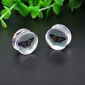 COOEAR 1 Set Ear Gauges Double Flared Plugs Acrylic Tunnels Saddle Expanders Insect Earrings Stretchers 0g to 30mm.