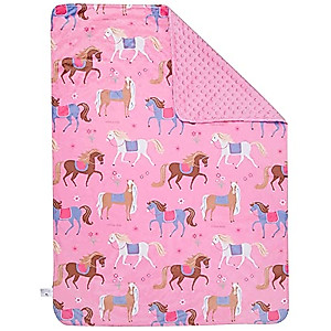Wildkin Cotton Fitted Crib Sheet Bundle with Plush Throw Blanket (Horses)
