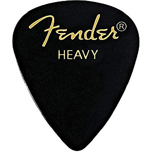 Fender Classic Celluloid Guitar Picks 351 Shape, Black, Heavy, 144-Pack