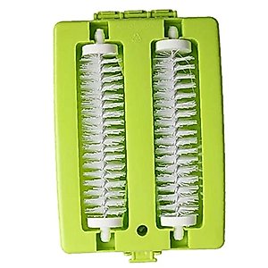 Froiny Double Brush Head Handheld Carpet Table Brush Plastic Sweeper Crumb Dirt Cleaner Roller Tool(Random Color)