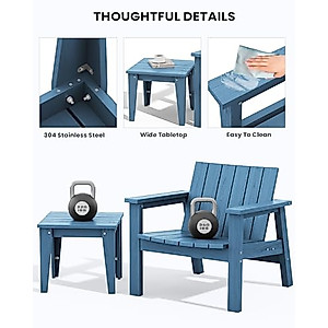 SERWALL Adirondack Chair Set, Includes Adirondack Chairs Set of 4 and 2 Piece Outdoor Side Table- Navy
