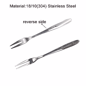 Pinenjoy 8Pcs 5.3inch Cocktail Forks 18/10(304) Stainless Steel Appetizer Forks Set Small Crab Forks Carved Fruit Pattern for Dessert Cheese Olives Salad Escargot Charcuterie Board