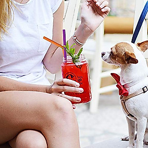 Hiware Reusable Silicone Straws, Long Flexible Silicone Drinking Straws with Cleaning Brushes for 30 oz Tumblers RTIC/Yeti - 10 Pieces - BPA-Free - No Rubber Taste