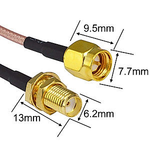Nisaea SMA Cable 4G Antenna Extension Cable SMA Male to SMA Female RF Cable Low Loss RG316 3ft 1 Metre for DAB Car Aerial, WiFi FPV Antenna GSM,4G LTE Antenna Router,Homematic Pigtail Lead