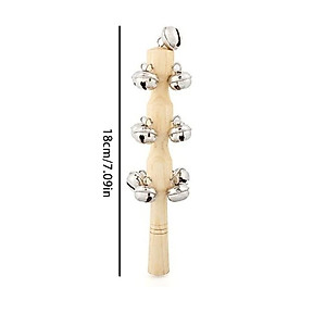 Eioflia Children Wooden Stick 13 Jingle Bell Wood Hand Shake Bell Instrument Rattles Toy Wooden Rattle Kids Wooden Stick 13 Jingle Bell Hand Shake Bell Instrument Rattles Kids Tpys Christmas
