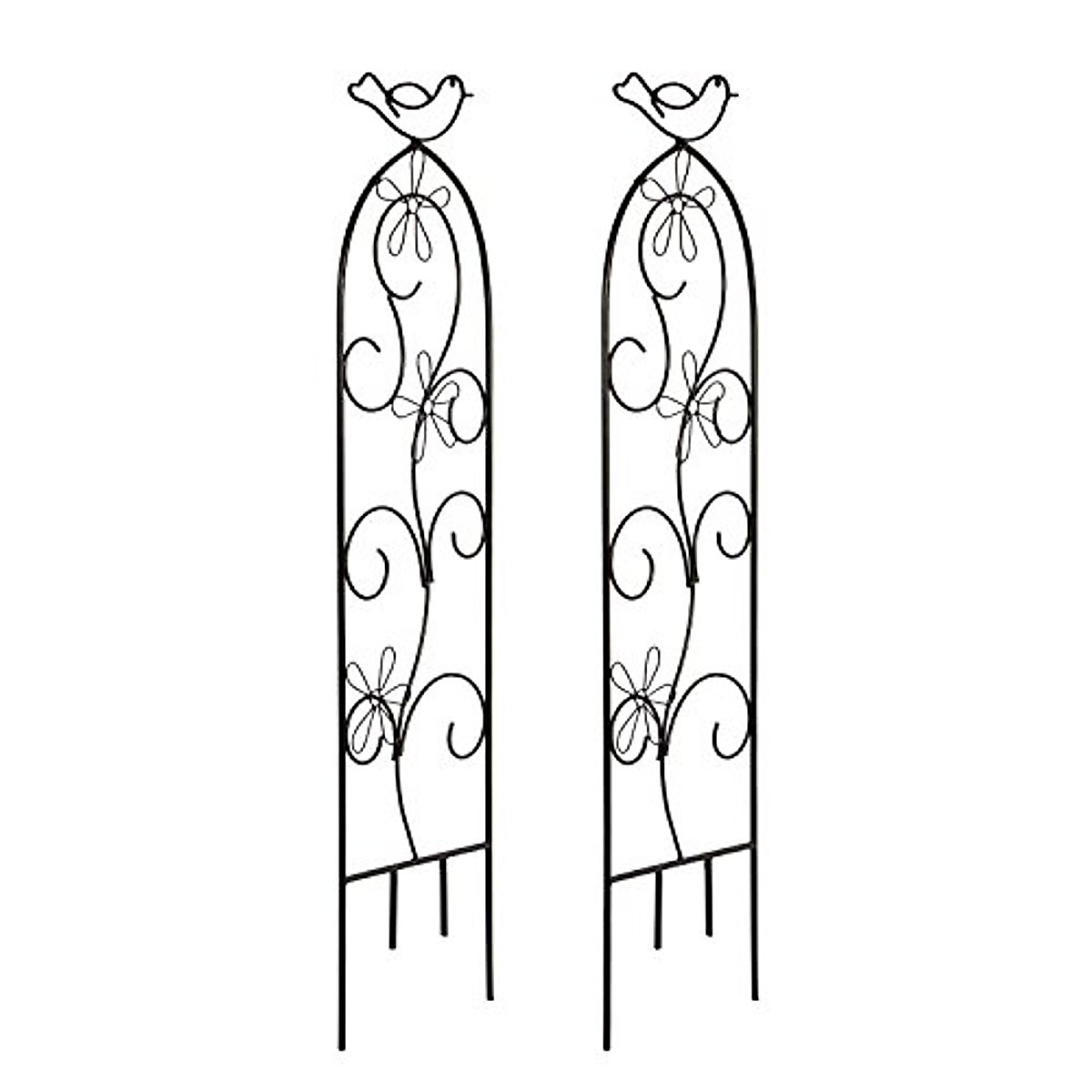 Hosley Set of 2 Iron Wave Pot Trellis 28 Inch High. Ideal Gift for Wedding or Party and Use Next to Structures Home or Office or in Planters for Growing Floral Plants Vines and Vegetables O4