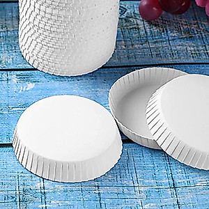 KISSHAKE 100 PCS Disposable Paper Cup Cover Hot Cup Lid Recycled Drinking Lid Coffee Cup Cover for Cafe Hotel KTV Bars, Paper Covers for Glassware, 2.95 Inches Diameter White Paper Cup Lids