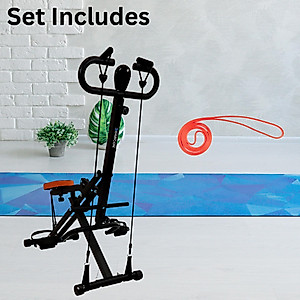 DARCON Squat Machine Exercise Equipment - Squat Ab Rowing Machine for Abs - Home Workout Equipment for Women-Men, Power Rider Row Squat for Glutes, Legs and Full Body Workouts (Black)