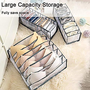EddHomes Underwear Drawer Organizer Divider, Bra Drawer Organizer Divider Storage Foldable Bra Underwear Drawer Organizer Women for Underwear Bras Socks - (Grey/3 Set)…