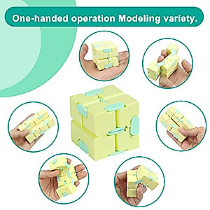 Infinity Cube Fidget Toy Stress Relieving Fidgeting Game for Kids and Adults,Cute Mini Unique Gadget for Anxiety Relief and Kill Time (Macaron Yellow)