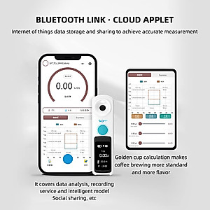 RCYAGO Bluetooth Brix Refractometer with ATC, Digital Coffee Densitometer Coffee Concentration Refractometer, Range 0-32% Brix Meter TDS 0-26%