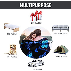 Butterfly Blanket Blue Butterflies Throw Blanket Ultra Soft Flannel Beautiful Butterfly Blanket Gifts for Adults Kids 50"x40"