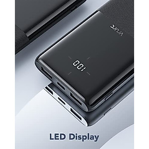 VRURC Portable Charger 2-Pack, 3A USB C Fast Charging Power Bank LED Display, Slim Battery Pack for iPhone 15 14 12 11 X 8 7 Samsung S21 S20 Google LG OnePlus, Black