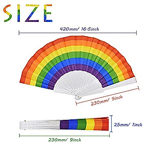 Renashed 6 Pack Pride Rainbow LGBT Fan Plastic Folding Fan Gay Pride LGBT Fans for EDM, Music Festival, Club, Event, Party, Dance, Performance, Gift