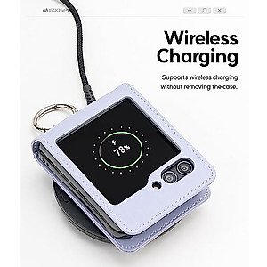 GOOSPERY Basic Diary Compatible with Samsung Galaxy Z Flip 5 Case, Card Holder, Pocket Storage, Premium PU Leather, Key Ring Wallet Cover - Lavender