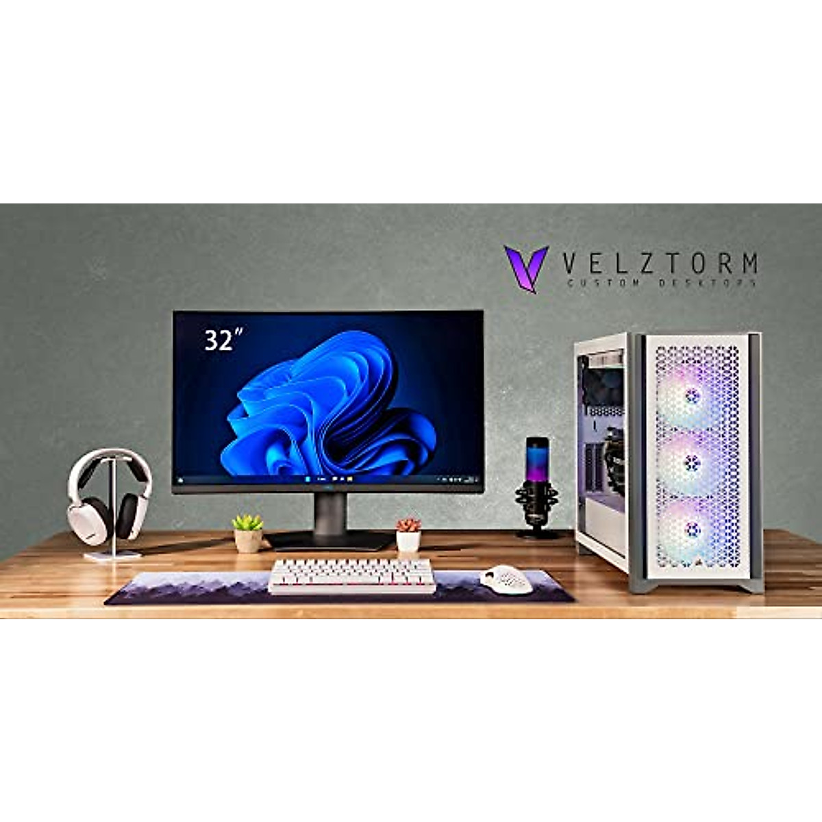 Velztorm White Armix Prebuilt Gaming Desktop PC (AMD Ryzen 9 7900X 12-Core 4.7GHz, GeForce RTX 4090 24GB, 32GB DDR5, 512GB PCIe SSD + 2TB HDD (3.5), 240mm AIO, 1000W PSU, Killer WiFi 6E, Win10Pro)