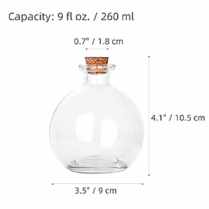 Magic Season Decorative Glass Bottles with Cork Stoppers (9 fl oz. Potion Bottles / 2 Pcs)