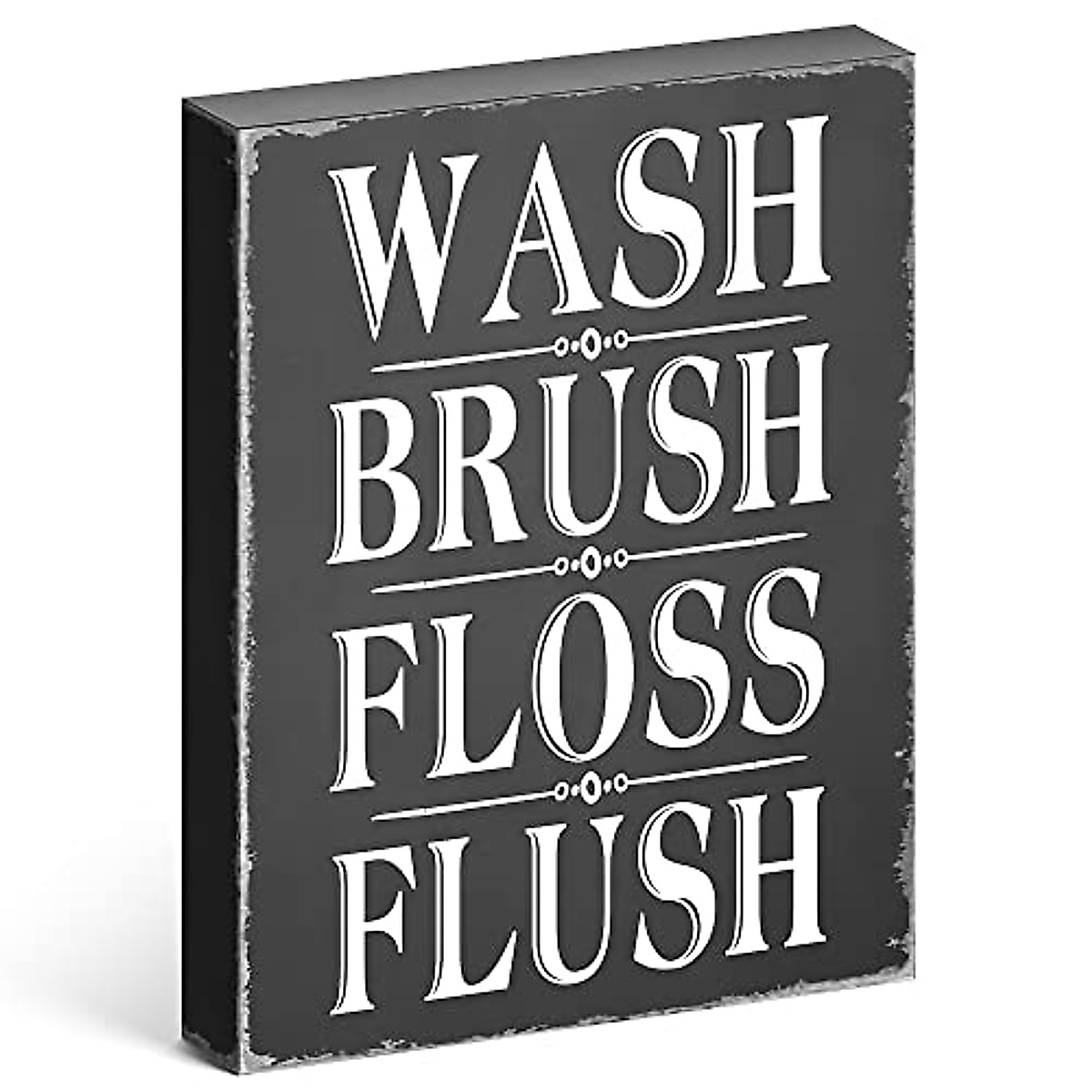 Barnyard Designs Wash Brush Floss Flush Box Sign Rustic Primitive Farmhouse Country Bathroom Home Decor Sign 10” x 8”