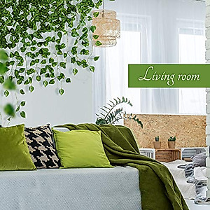 Yatim 78-Ft 12 Pack Silk Artificial Ivy Vines Leaf Garland Plants Hanging Wedding Garland Fake Foliage Flowers Home Kitchen Garden Office Wedding Wall Decor