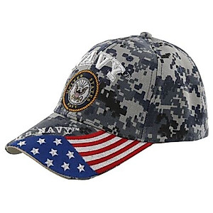 US Navy Seal Patriotic USA Flag Blue ACU Digital Camo Embroidered Cap Hat