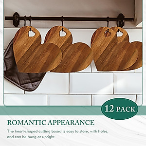 Patelai 12 Set Bridal Shower Favor Heart Cheese Board Cheese Knives Wood Mini Charcuterie Board Thank You Gift Box for Guest Bridal Baby Shower Prize Wedding Birthday Valentines Day (Acacia Color)