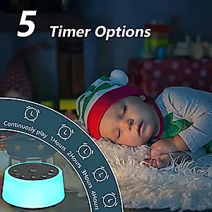 Color Noise Sound Machines with 10 Colors Night Light 25 Soothing Sounds and Sleep White Noise Machine 32 Volume Levels 5 Timers Adjustable Brightness Memory Function for Adults Kids Baby (Black)