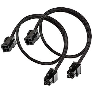 TeamProfitcom ATX CPU 4 Pin Female to Male Motherboard Extension Cable 12V for Power Supply 24 Inches (2 Pack)