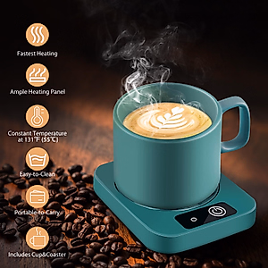 Mug Warmer for Coffee, Electric Coffee Warmer for Desk with Automatic Constant Temperature, with Aluminum Metal Panel for Heating Coffee, Beverage, Milk, Tea and Hot Chocolate (No Cup)