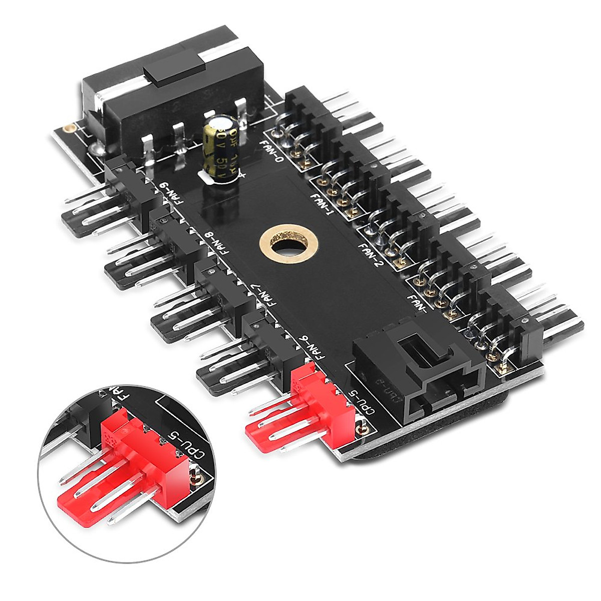 ELECTOP PC Chassis Fan Hub CPU Cooling HUB 10 Port 12V 4 Pin Fan PWM Hub Molex Controller