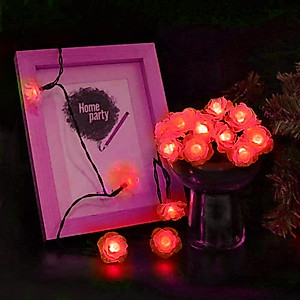 WONFAST Solar Flower String Lights, Waterproof 20FT 30LED Rose Flower 8Mode Solar Starry Ambiance Lighting Fairy String Lights for Gardens Path Home Wedding Party Christmas Decor (Red)