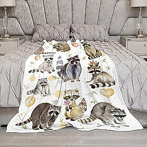 Raccoon Blanket Raccoon Gifts for Girls Boys Kids Woman Raccoon Lover Throw Blankets Soft Blanket Warm Fleece Flannel Plush Blankets for Bed Sofa Couch 40"x50"