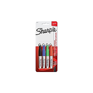 Sharpie 35113PP Mini Sharpie Marker,Permanent,Fine Point,4/ST,BK/RD/BE/GN