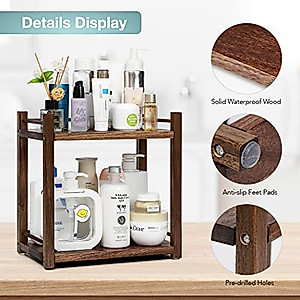 Tokokimo 2 Tier Bathroom Organizer Countertop, Acacia Wood Counter Organizer Shelf for Perfume, Kitchen Spice Rack, Counter Trays Vanity Organizer, Bathroom Counter Organizer, Bathroom Storage Shelf