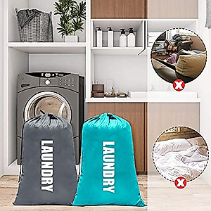 Bbzeal 2 Pack XL Travel Laundry Bags, Machine Washable Dirty Clothes Organizer,with Drawstring Closure,Light Blue and Grey