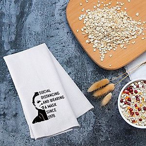 PWHAOO Horror Movie Killers Kitchen Towel Halloween Party Kitchen Towel Social Distancing and Wearing A Mask Kitchen Decor (Social DISTANCING T)