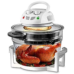 Nutrichef PKAIRFR48.5 Air Fryer, Infrared Convection, Halogen Oven Countertop, Cooking, Stainless Steel, 13 Quart 1200W, Prepare Quick Healthy Meals, for French Fries & Chips (White), One Size