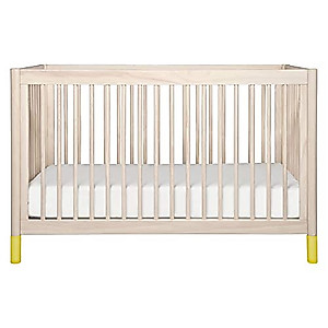 Babyletto Gelato 4-in-1 Convertible Crib with Toddler Bed Conversion in Washed Natural and White, Greenguard Gold Certified