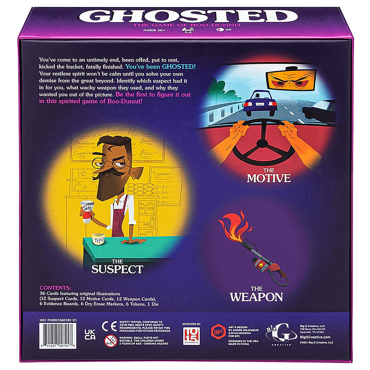 Big G Creative: Ghosted - Social Deduction Game, 3-6 Players, Ages 10+, 30 Minute Gameplay, Multi