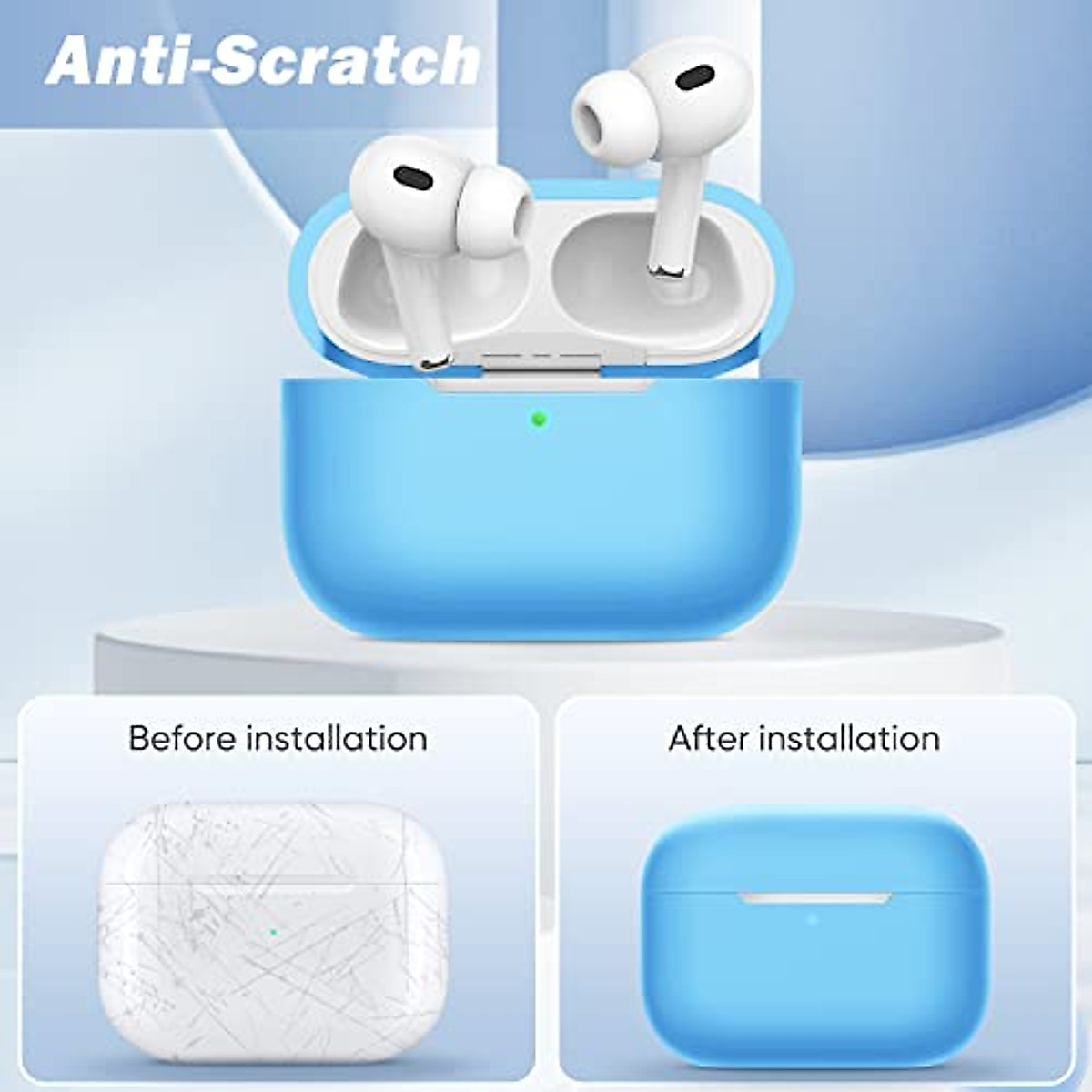 Fintie Case for AirPods Pro 2nd Generation (2022) / AirPods Pro 1st Generation (2019) - Protective Shockproof Silicone Skin Cover with Lanyard, Blue Glow in The Dark