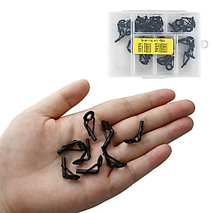 40 Pcs 8 Sizes Black Stainless Steel Rod Tip Repair Kit Heavy Duty Ceramic Ring Guide Rod Repair Replacement