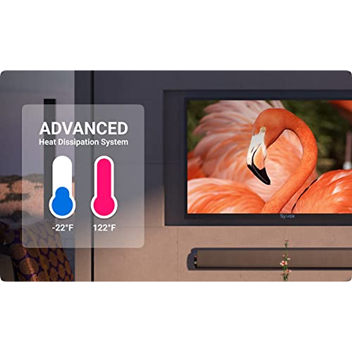 SYLVOX Outdoor TV, 65 inch Waterproof 4K Smart TV, Outdoor Television Support Bluetooth WiFi for Full Sunshine Areas 1500nits (2022, Pool Series)