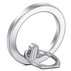 WixGear Magnetic Phone Grip, Magnetic Phone Ring Holder with Adjustable Kickstand, Compatible Only with iPhone 13, 12/12 Pro / 12 Pro Max / 12 Mini (Silver)