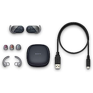 Sony True Wireless Earbuds, Bluetooth Earbuds Noise Cancelling, Sports Workout Ear Buds with Microphone, Sweatproof Sport Earphones, Extra BASS WF-SP700N/B (Black)
