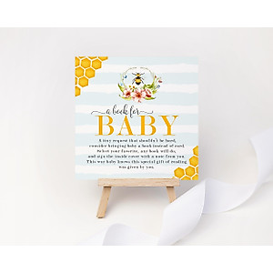 Mama Bee Books for Baby Shower Cards, Invitation Inserts Gender Neutral Book Request, Bring Book Instead of Cards Poem, Cute Storybook-Theme Ideas, 25 Pack