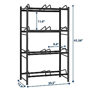5 Gallon Water Bottle Holder, 4 Tier Water Jug Rack, Water Cooler Jug Rack for 5 Gal Water Bottle, Water Jug Dispenser Stand,Heavy Duty 5 Gallon Water Jug Stand for 8 Bottles with Lifter(4 Tier,Black)
