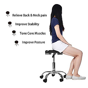 YOMXL Rolling Swivel Saddle Stool with Wheels Height Adjustable for Salon Spa Ergonomic Swivel Chair